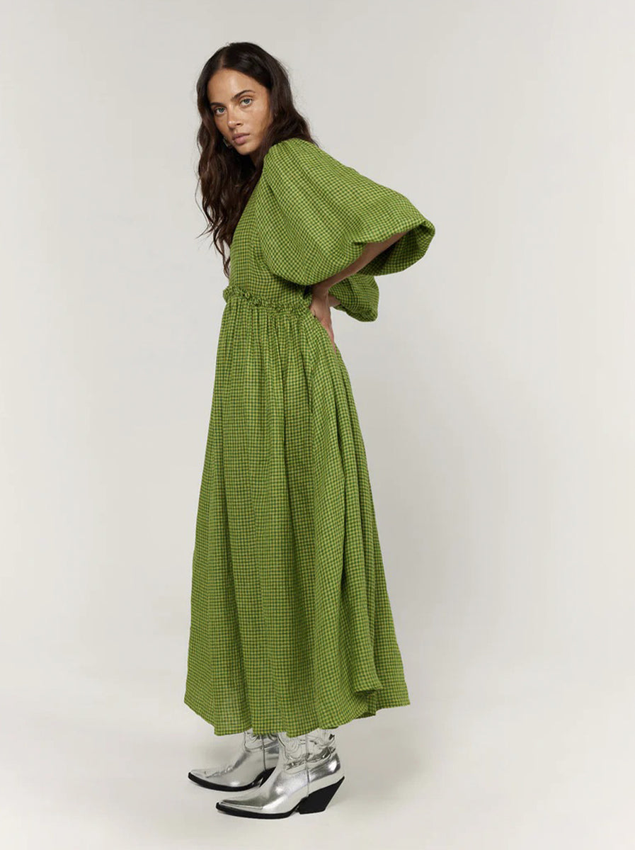 La Bohème Girls - Marlowe Midi Dress - Green Gingham – Abicus