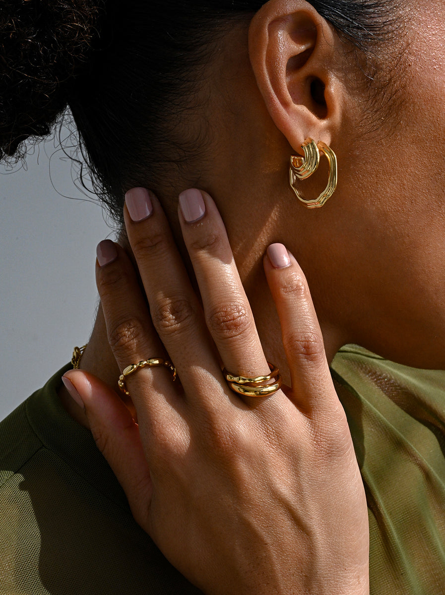 Linda Tahija - Contour Hoop Earrings - Gold Plated – Abicus