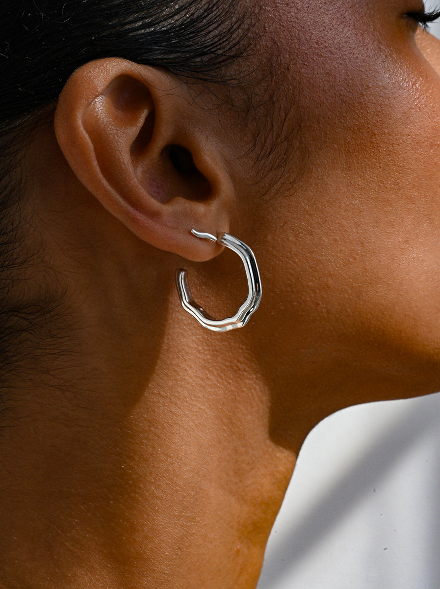 Linda Tahija - Contour Hoop Earrings - Sterling Silver – Abicus