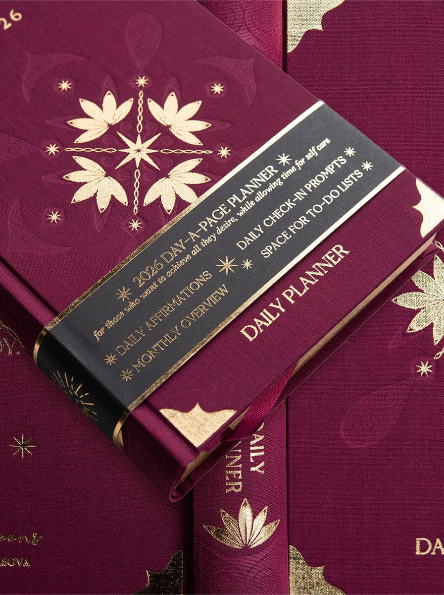 Dreamy Moons - 2026 Daily Planner - Rich Burgundy – Abicus