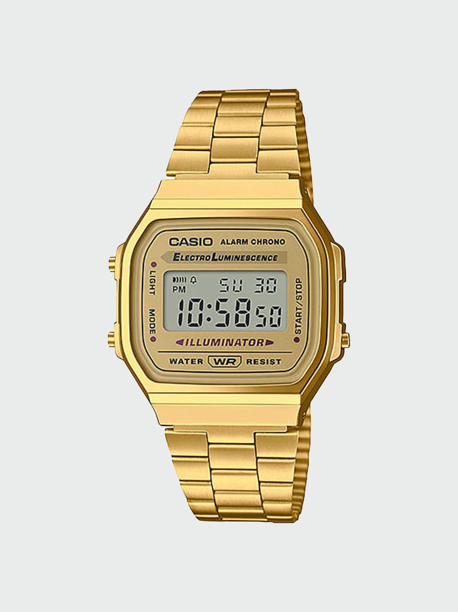 Casio - Mens Vintage Electro-Luminescence Watch - Gold (A168WG-9W) – Abicus