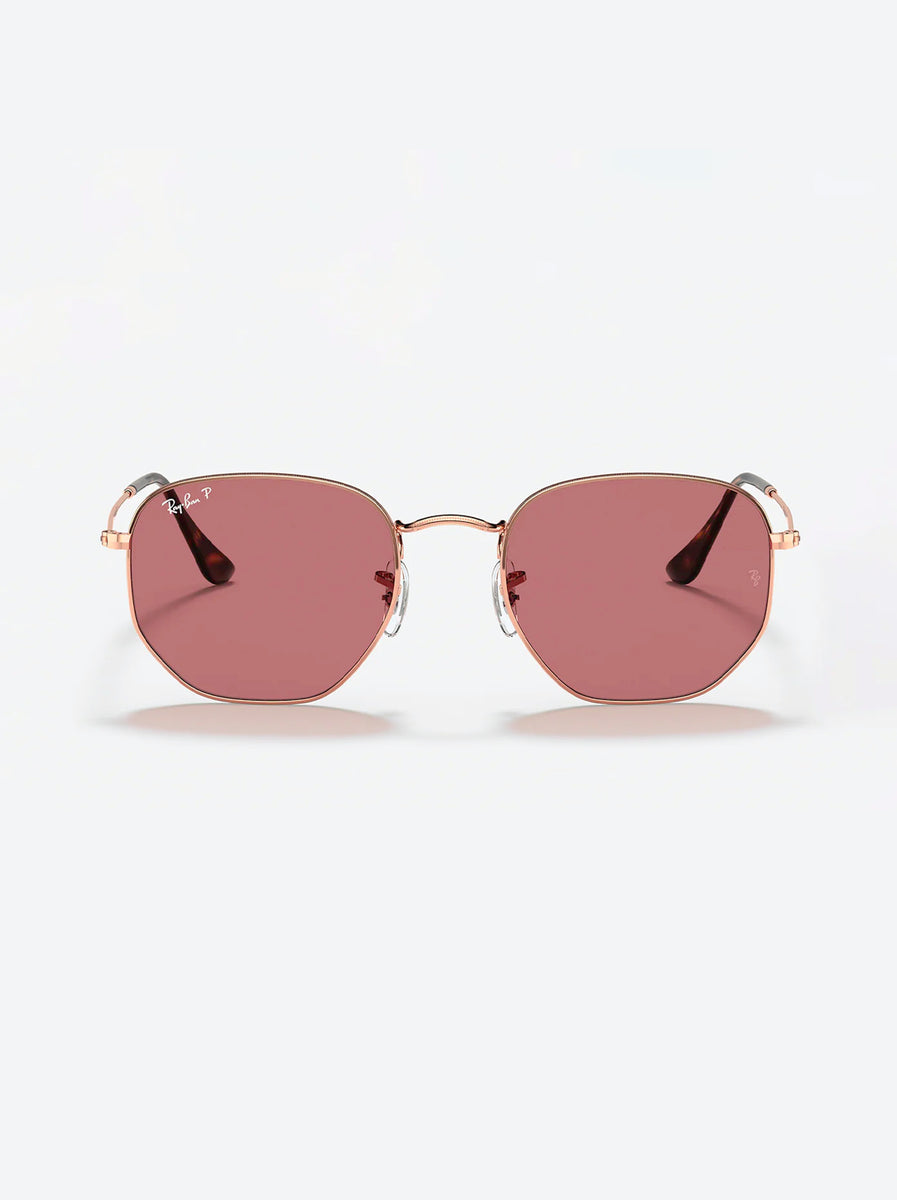 Ray-Ban - Hexagonal RB3548 - Polished Rose Gold / Polarized Violet Len ...