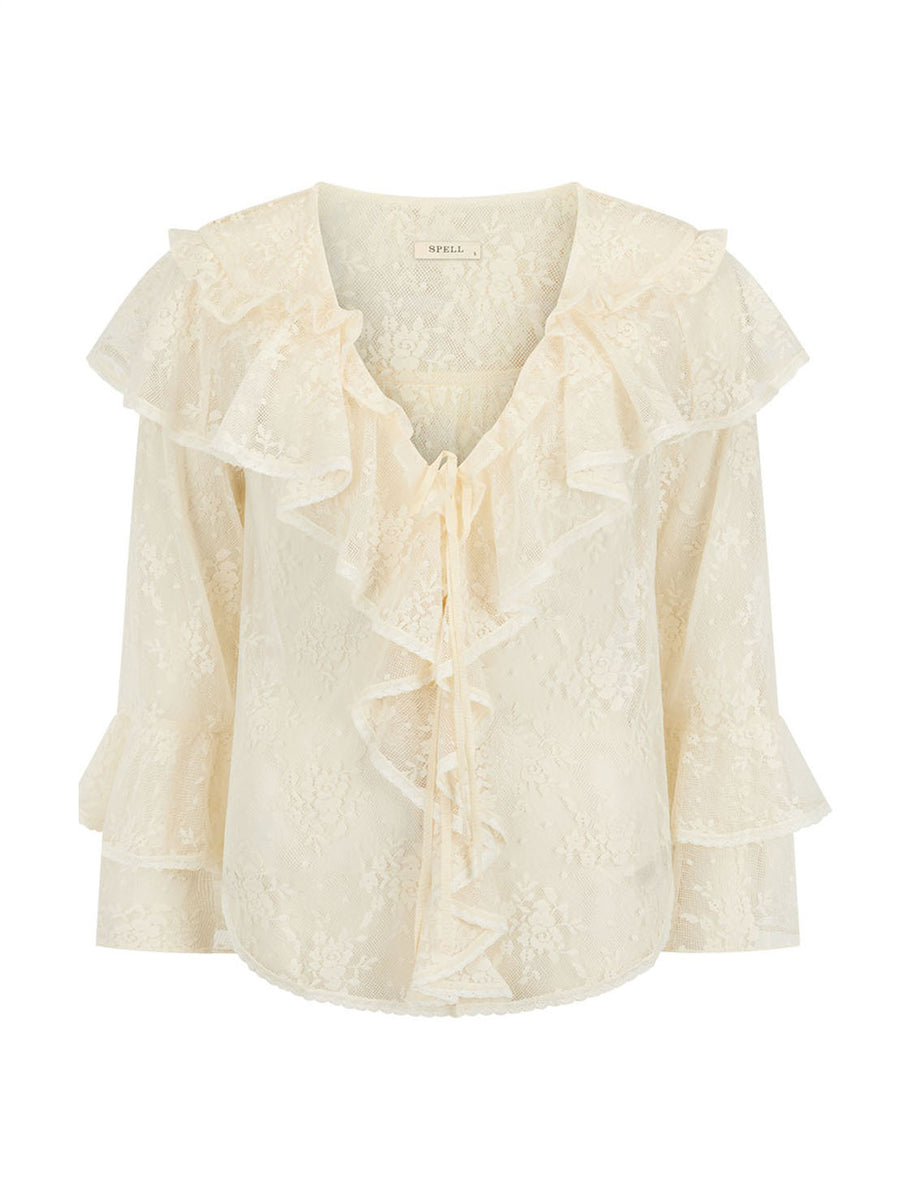 Spell - Labyrinth Lace Blouse - Cloud Cream – Abicus