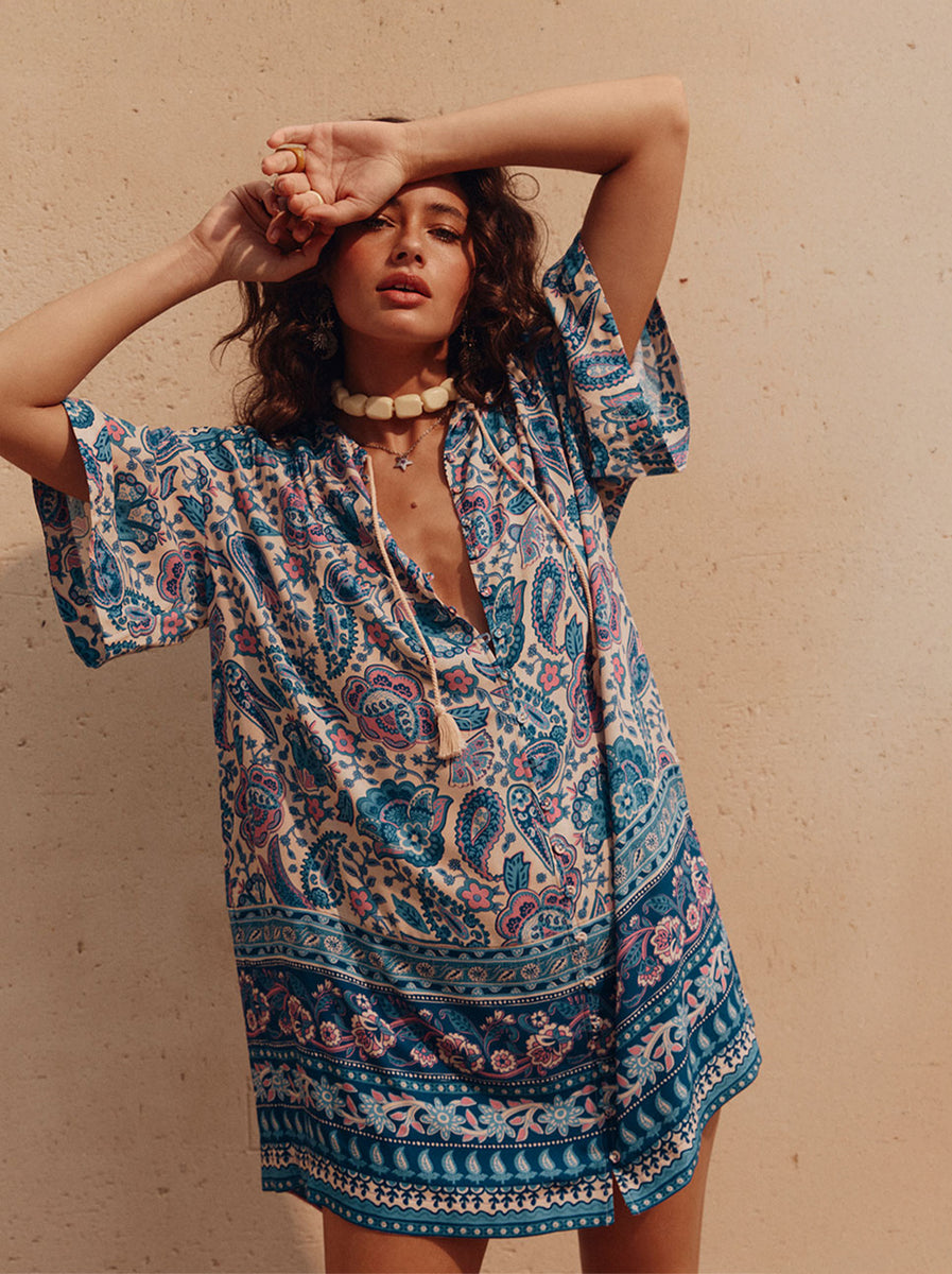 Spell - Marmont Flutter Tunic Dress - Lapis – Abicus